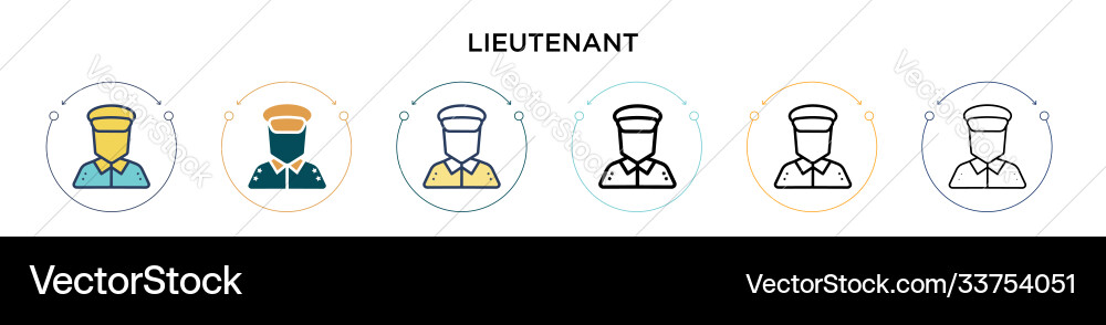 Lieutenant icon in filled thin line outline Vector Image
