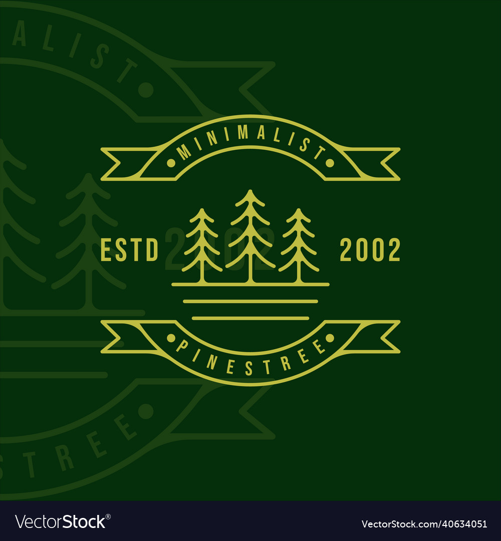 Pines tree logo line art simple minimalist Vector Image