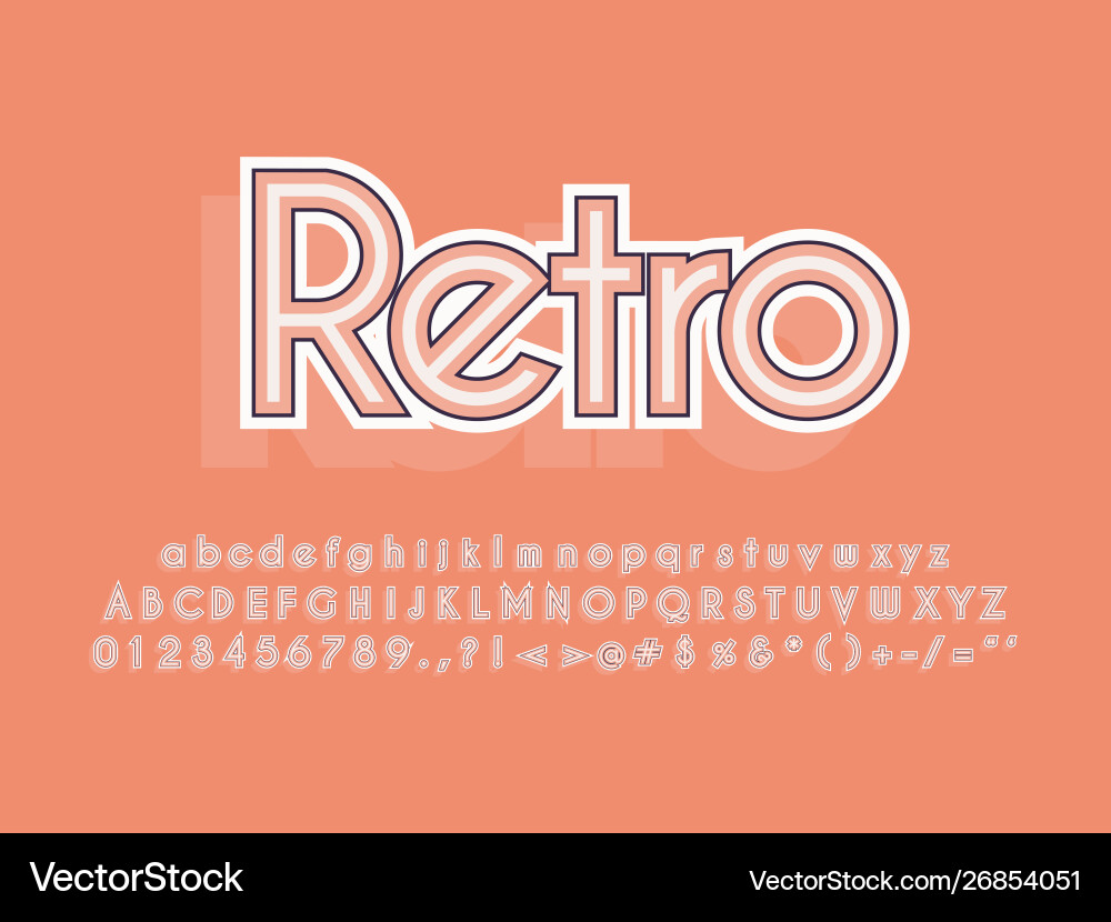 Retro font and alphabet stock Royalty Free Vector Image