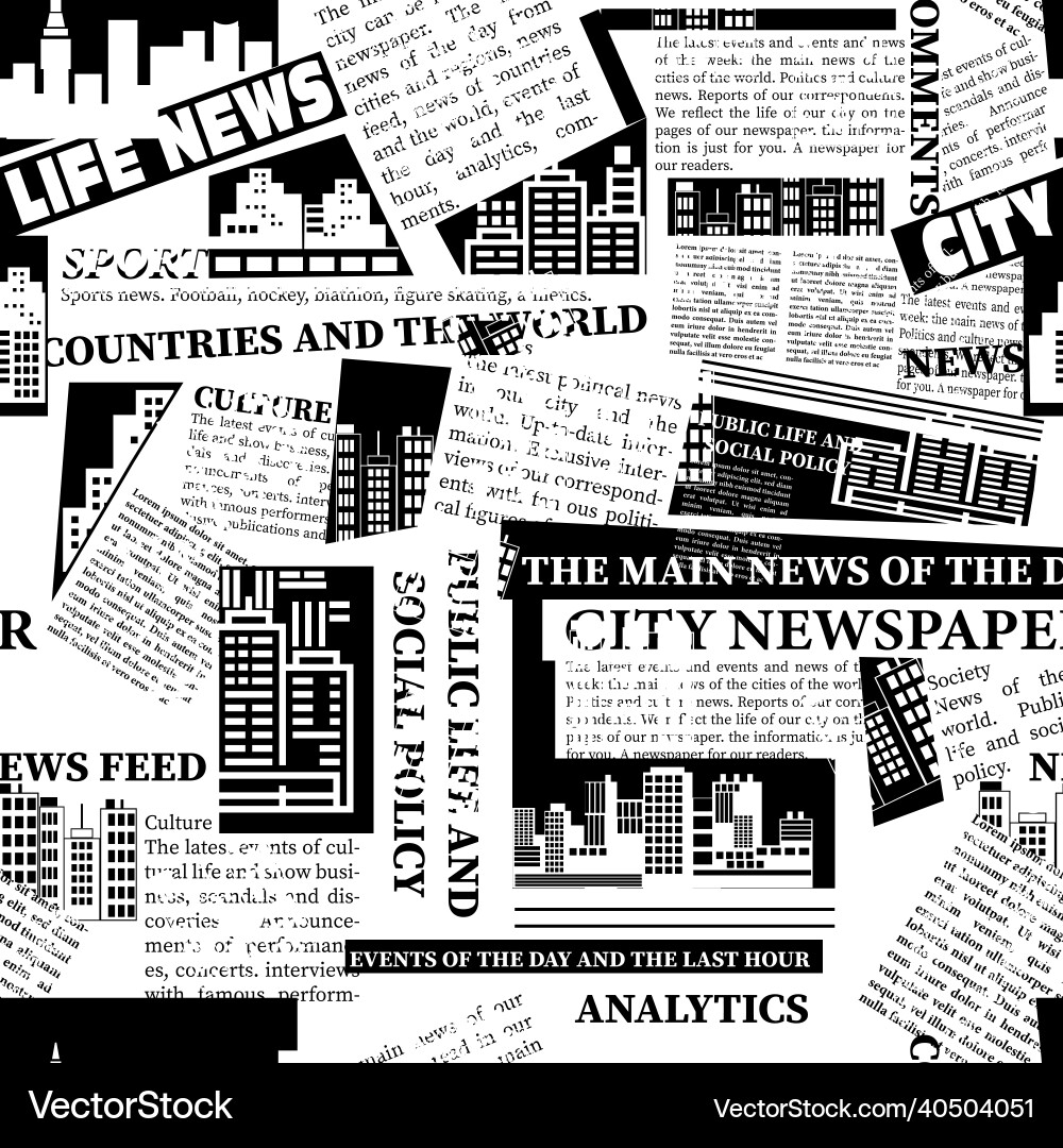 Seamless pattern of newspaper clippings Royalty Free Vector
