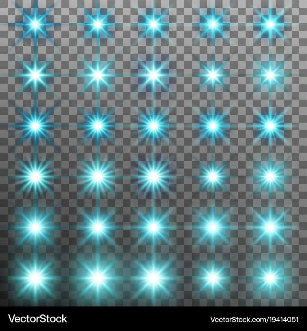 Set of burst light flash glow with flare effect Vector Image