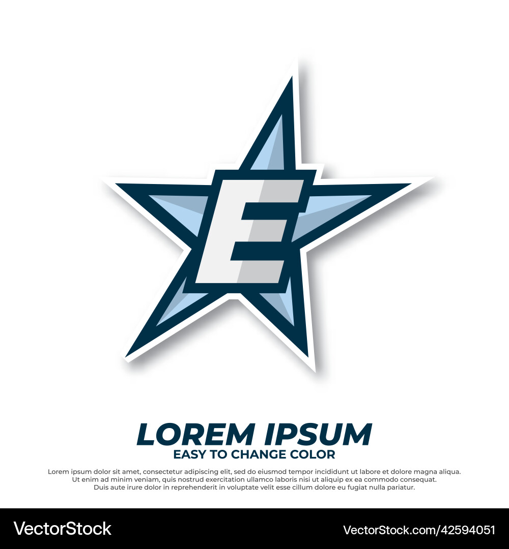 Star esport with initial letter e logo esport Vector Image