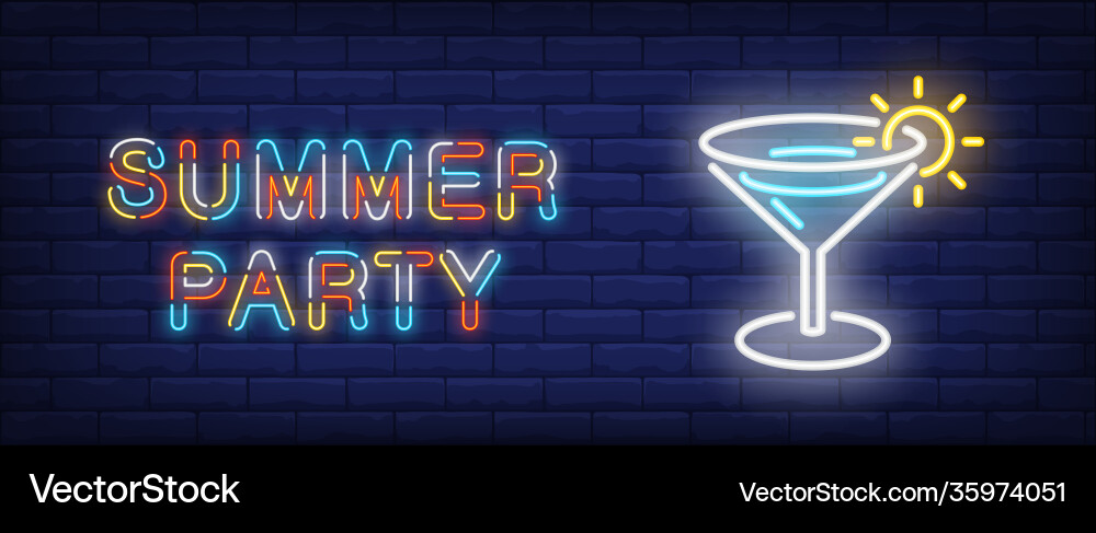 Summer party in neon style Royalty Free Vector Image