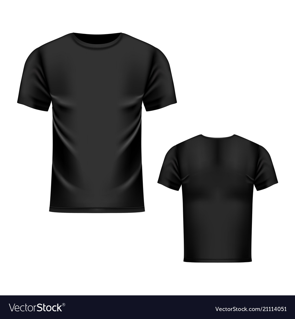 T shirt Black Template Front And Back View Vector Image