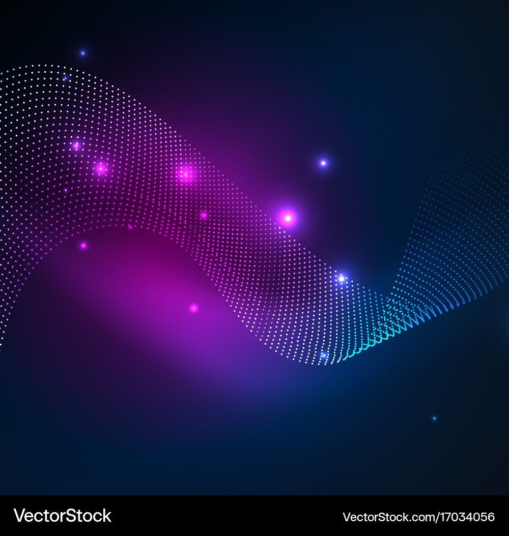 3d illuminated wave of glowing particles Vector Image