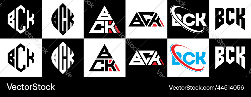 Bck letter logo design in six style polygon Vector Image
