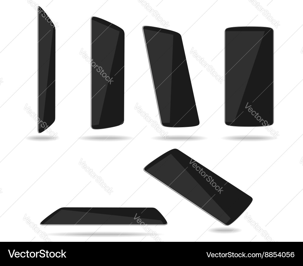 Black thin smartphones face different Royalty Free Vector