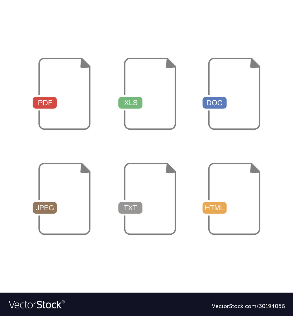 File documents in pdf xls jpeg txt doc html Vector Image