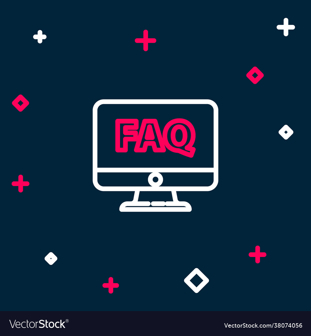 Line computer monitor and faq icon isolated Vector Image
