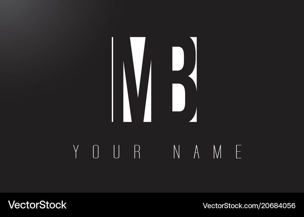 Mb letter logo with black and white negative Vector Image