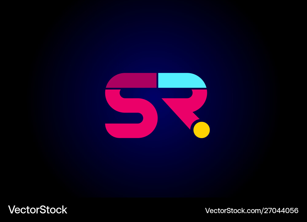 Pink blue alphabet letter sr s r combination Vector Image