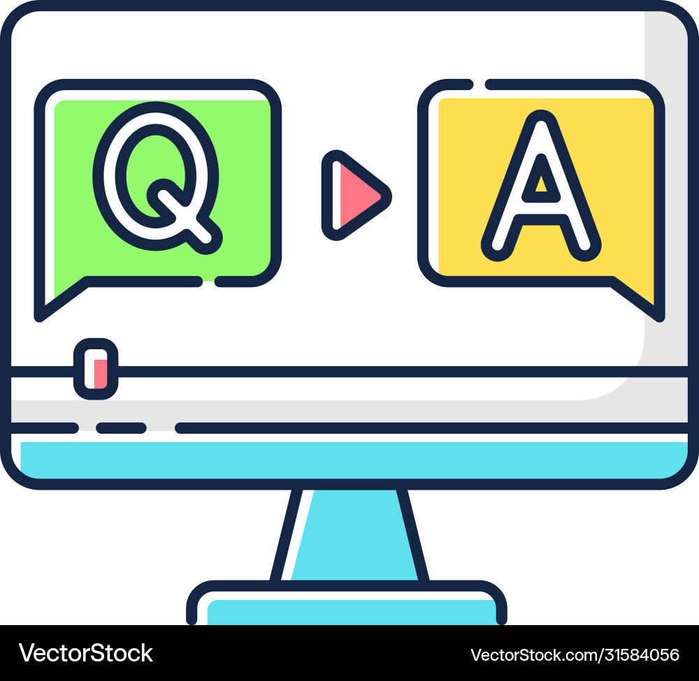 Question and answer video rgb color icon Vector Image