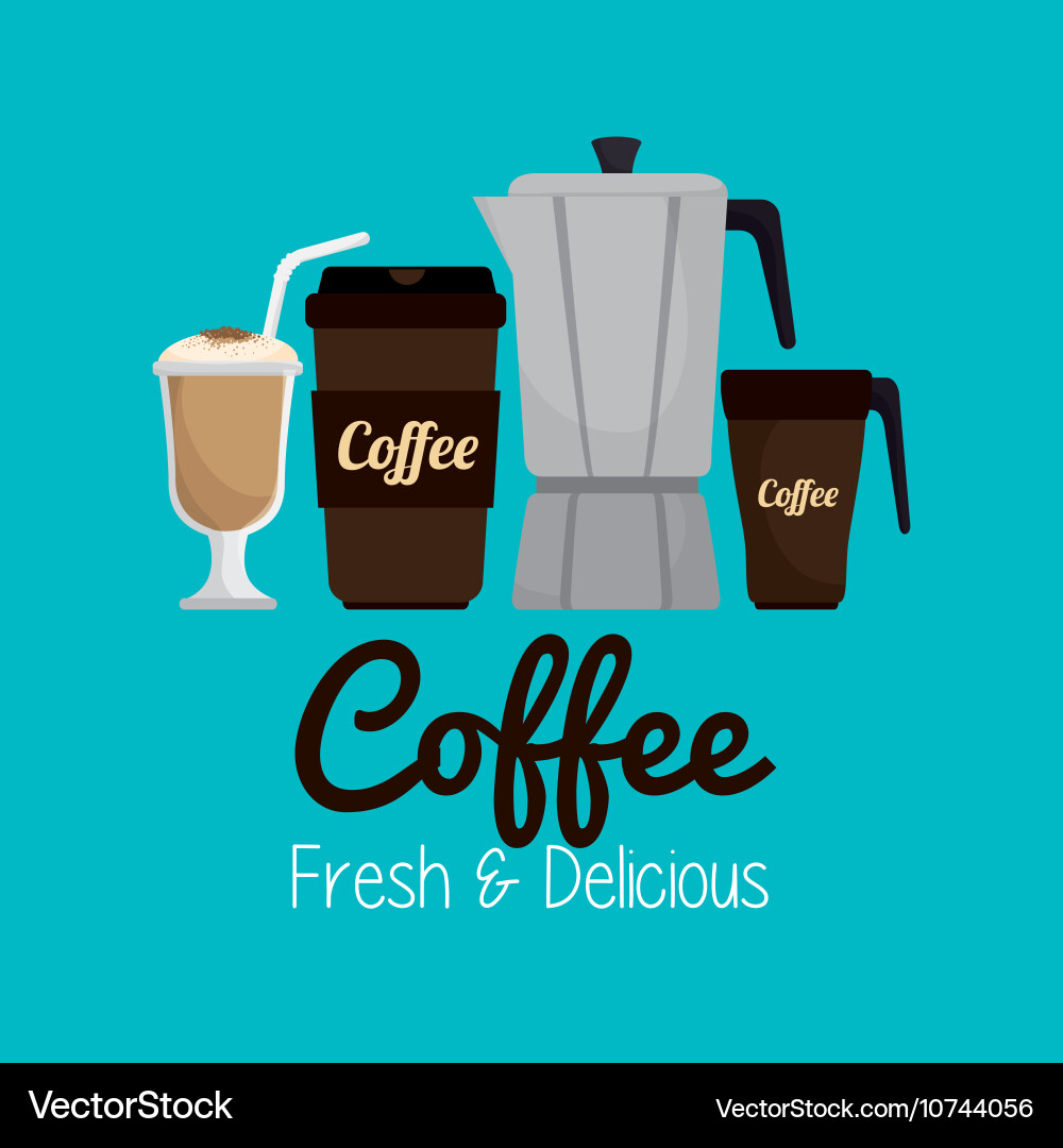 Set icon coffee hot and fresh graphic Royalty Free Vector