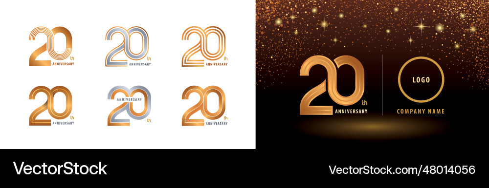 Set of 20th anniversary logotype design twenty Vector Image