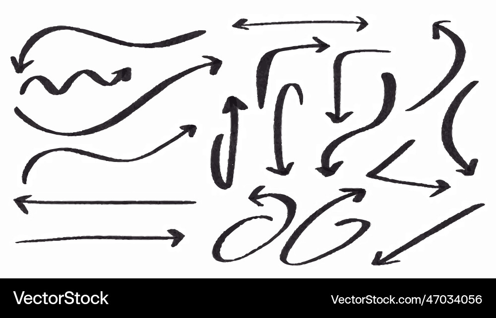 Set of doodle arrow on white background Royalty Free Vector