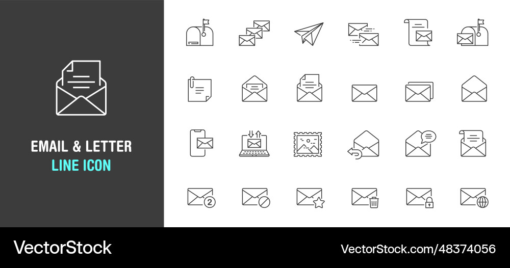 Simple set of e-mail and letter line icon Vector Image