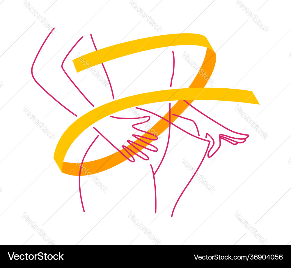 Slim woman putting big plus size pants Royalty Free Vector