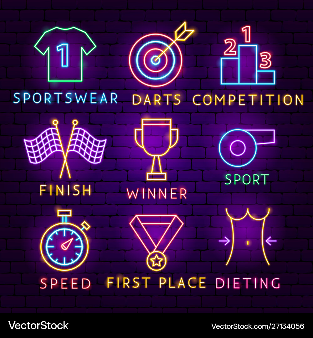 Sport neon label set Royalty Free Vector Image