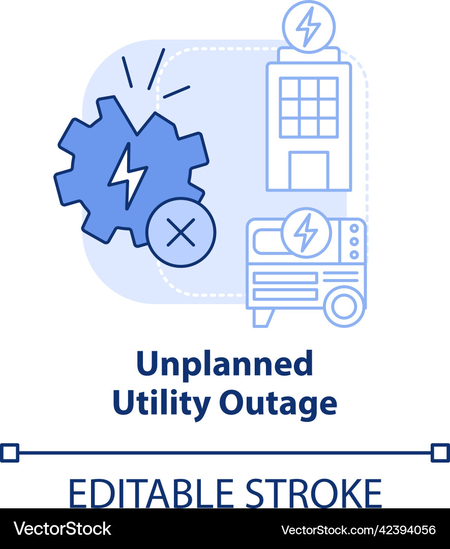 Unplanned utility outage blue light concept icon Vector Image