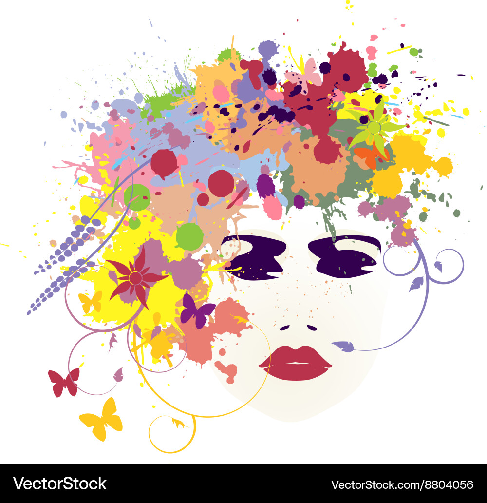 Woman face flowers Royalty Free Vector Image - VectorStock