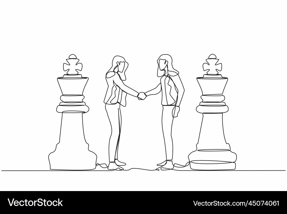 Continuous one line drawing two businesswomen Vector Image