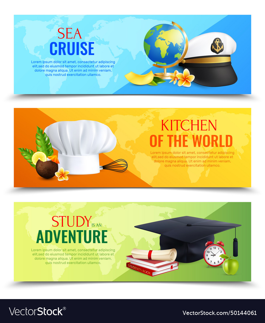 Different professions hats horizontal banners Vector Image Different professions hats horizontal banners Vector Image