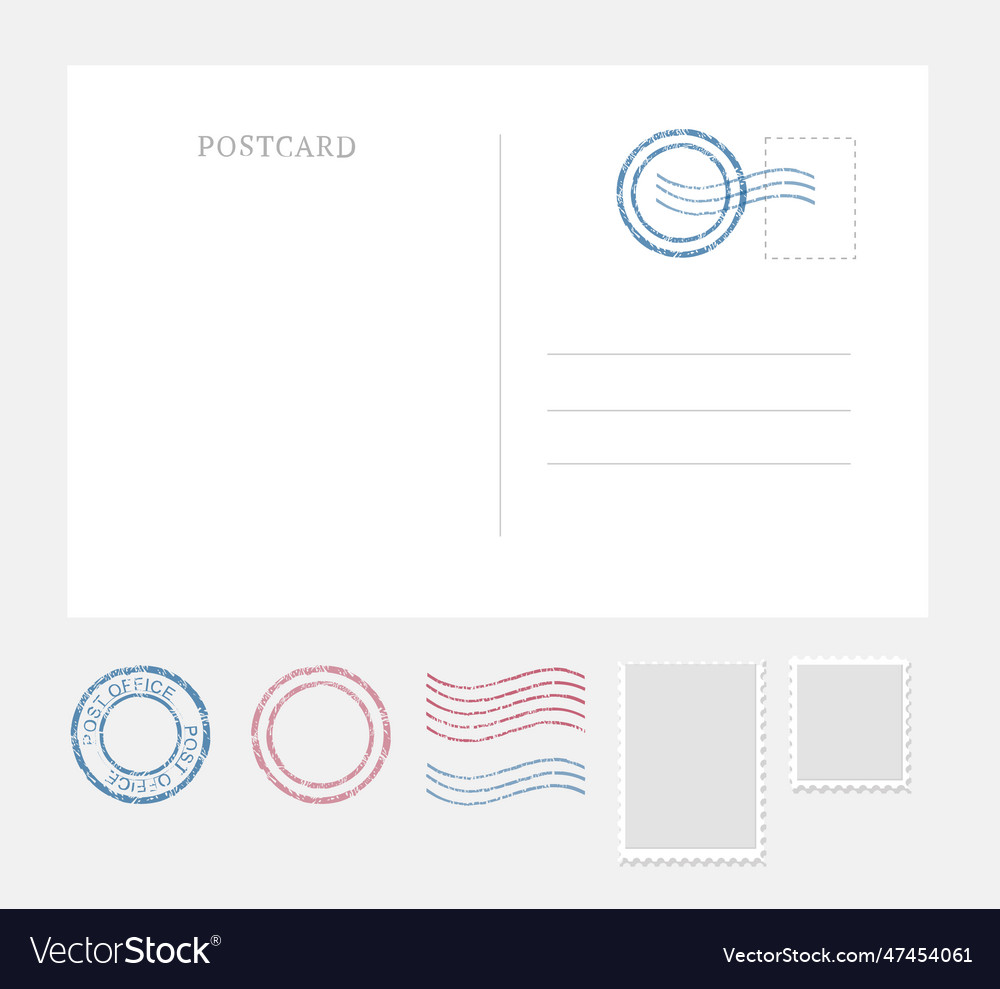 Envelope postcard template with different types Vector Image