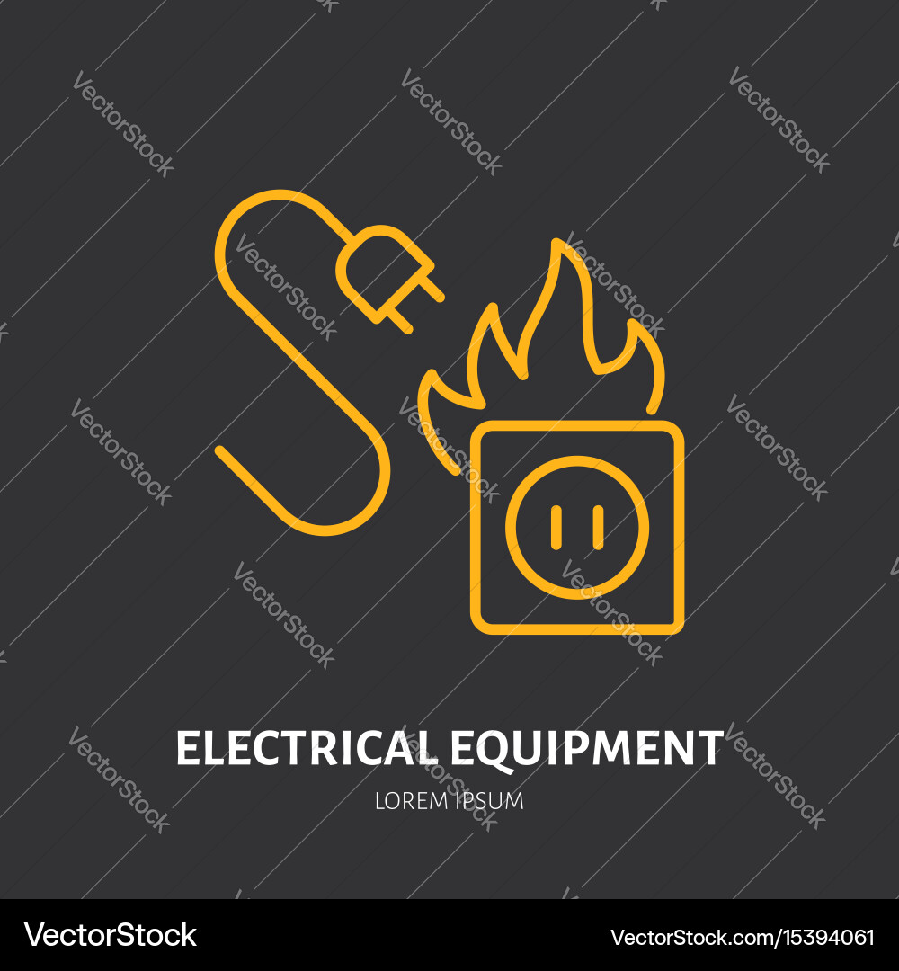 Fire extinguisher flat line sign of electrical Vector Image