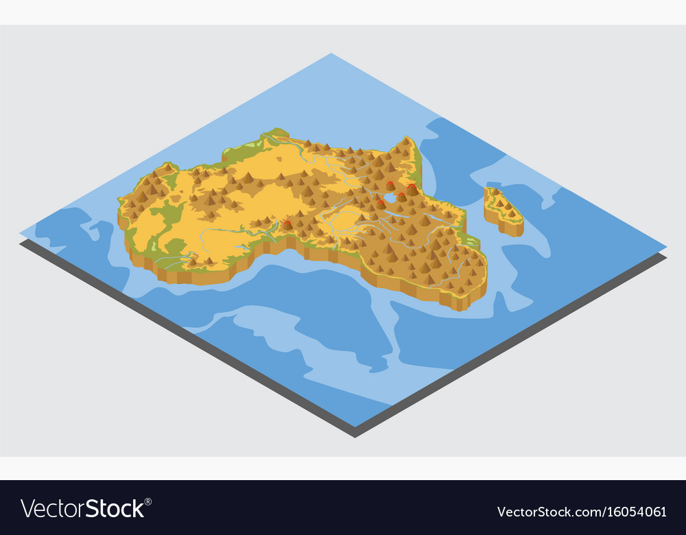 Flat 3d isometric africa map constructor elements Vector Image
