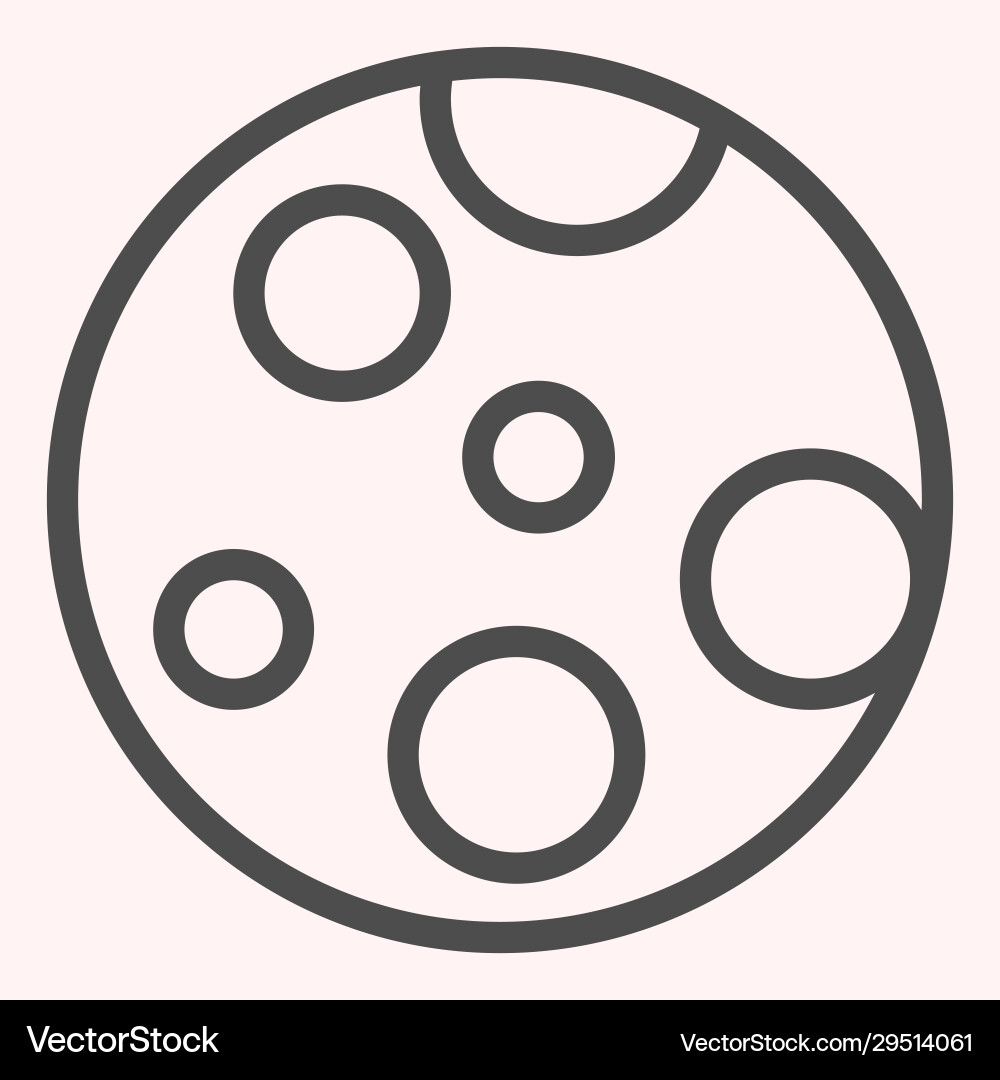 Full moon line icon planet craters on lunar Vector Image