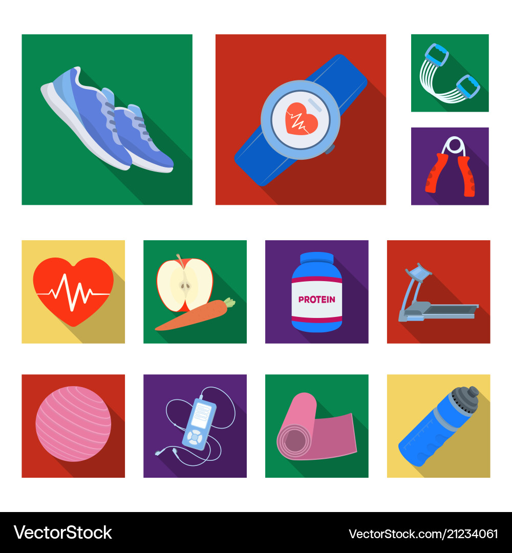 Gym and training flat icons in set collection Vector Image