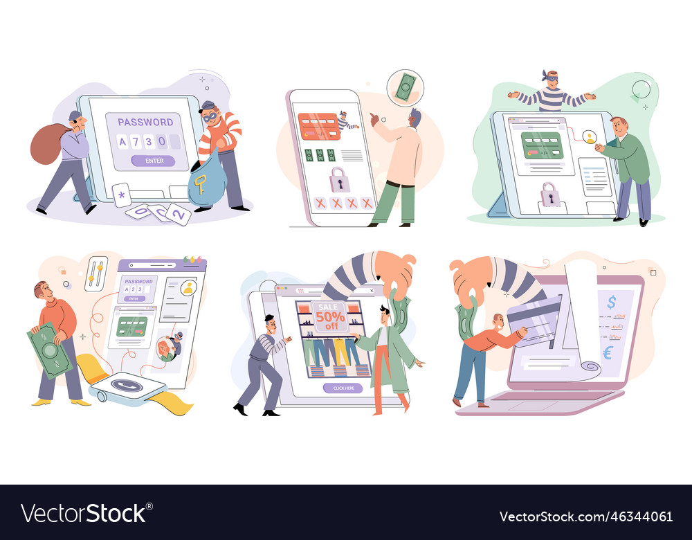 Hacker activity big set hacking computer Vector Image