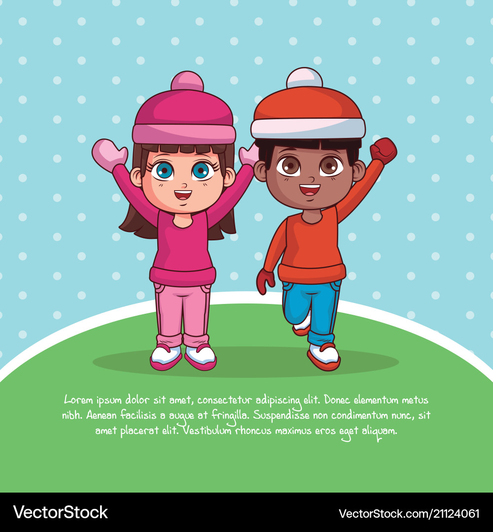 Happy kids in winter Royalty Free Vector Image