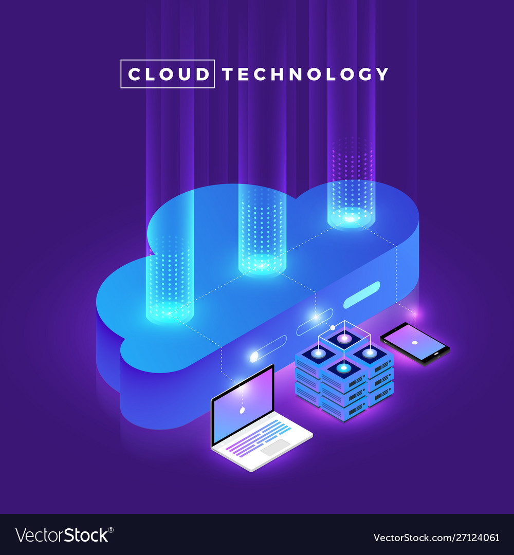 Isometric cloud computing Royalty Free Vector Image