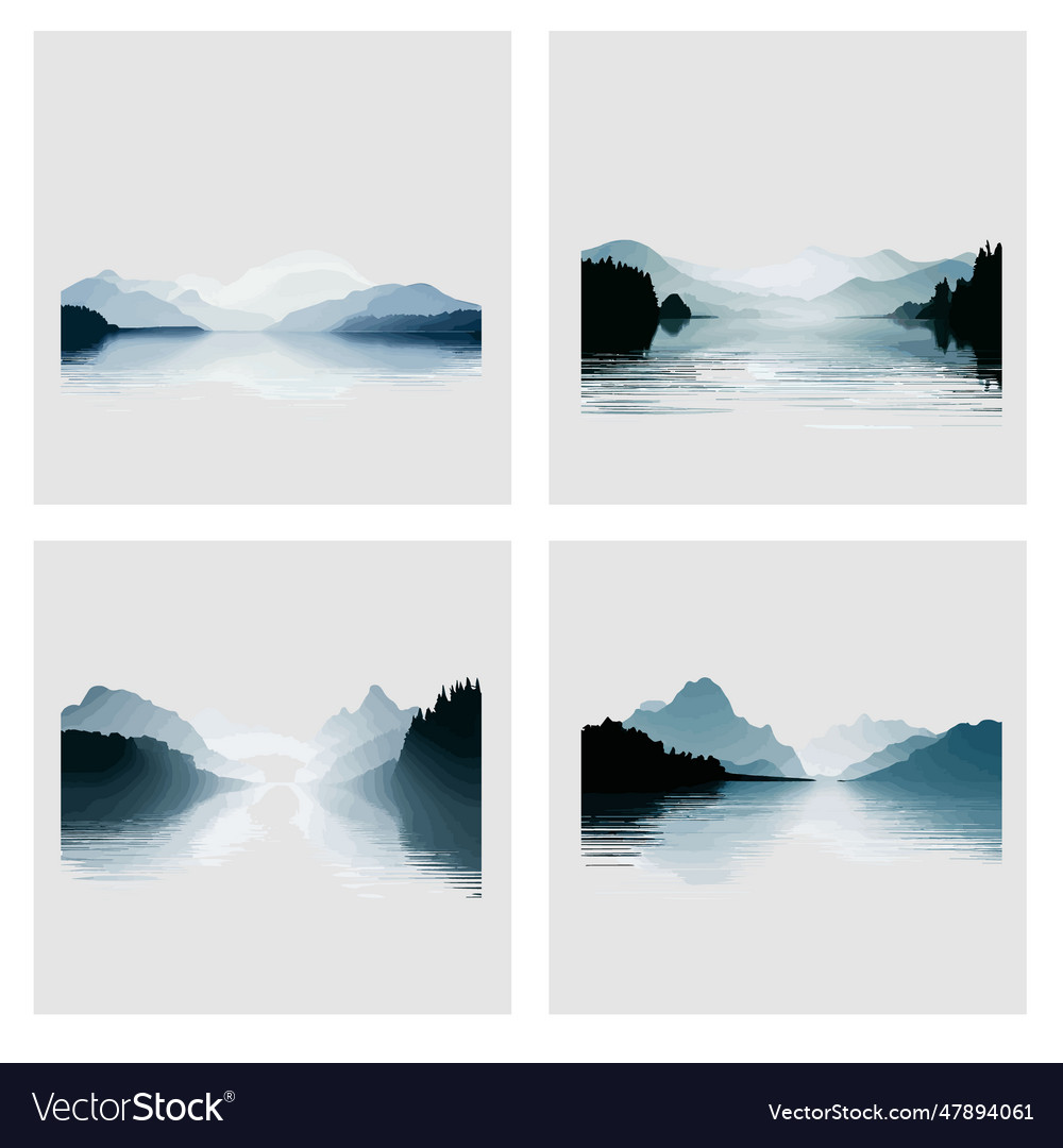 Serene lake landscape - art Royalty Free Vector Image