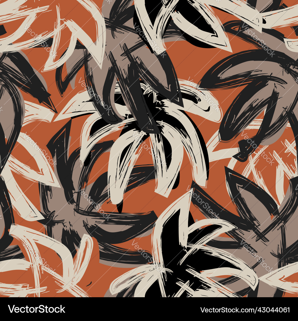 Tropical leaf brush strokes seamless pattern Vector Image