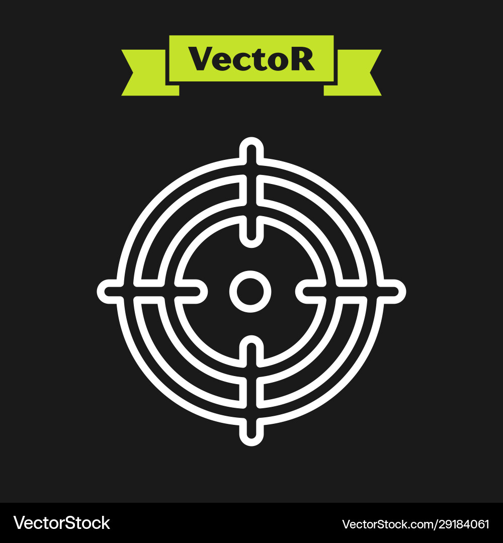 White line target sport icon isolated on black Vector Image