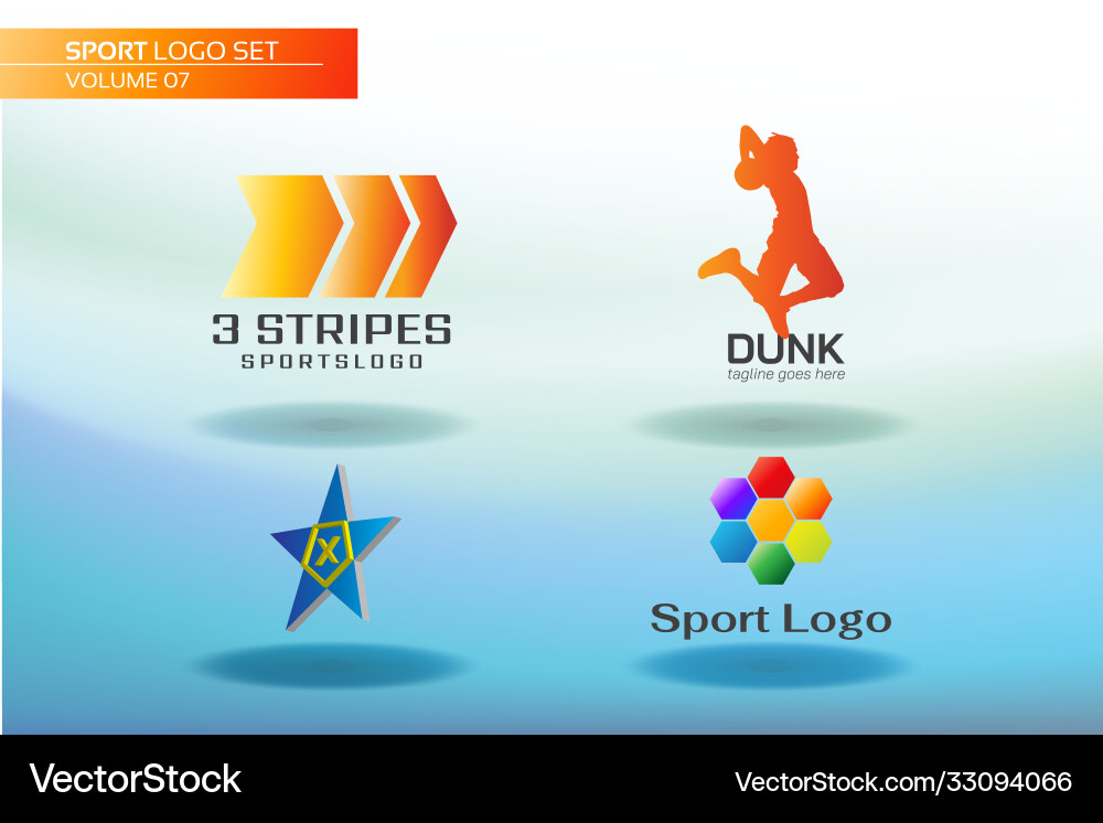 Abstract sport logo set template silhouette slam Vector Image