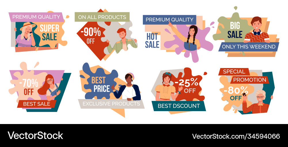 Advertising slogans about discounts sales Vector Image