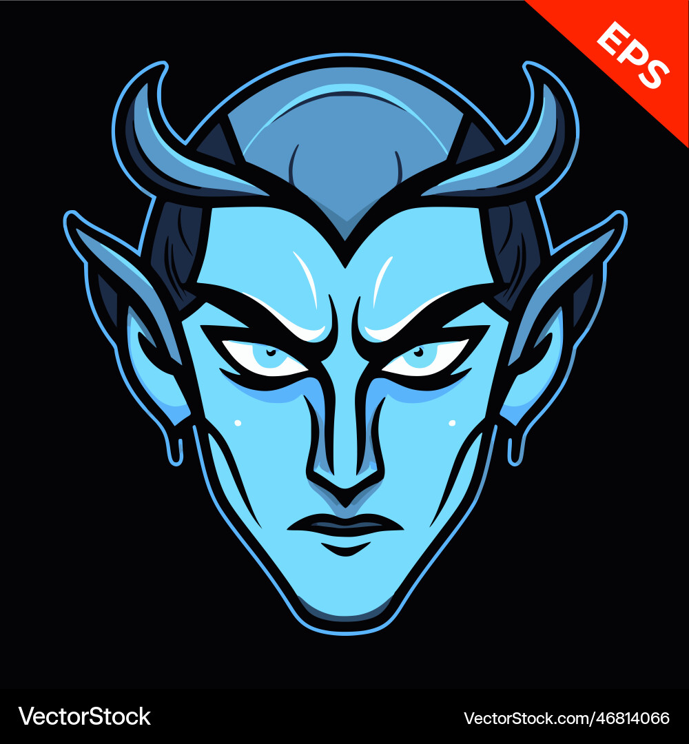 Angry elf warhammer elf blue black color Vector Image