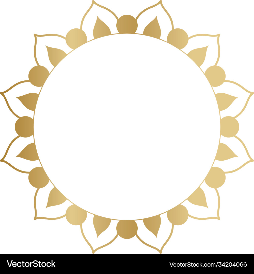 Circle gold ornament in flower shaped Royalty Free Vector