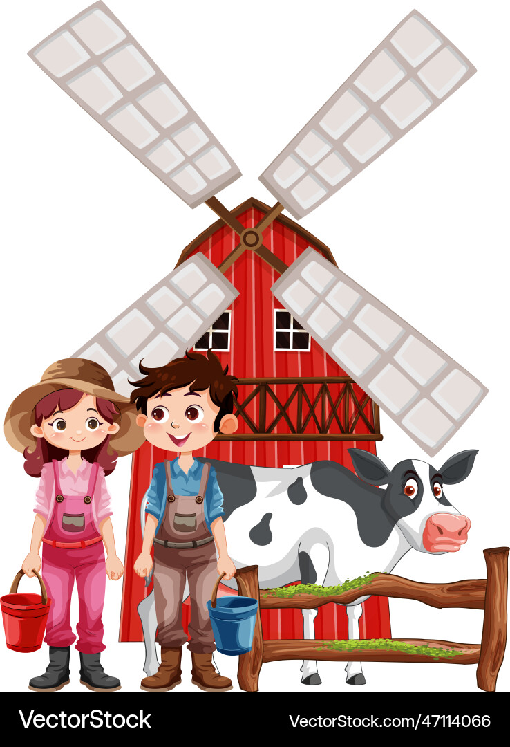Cute farmer cartoon character Royalty Free Vector Image