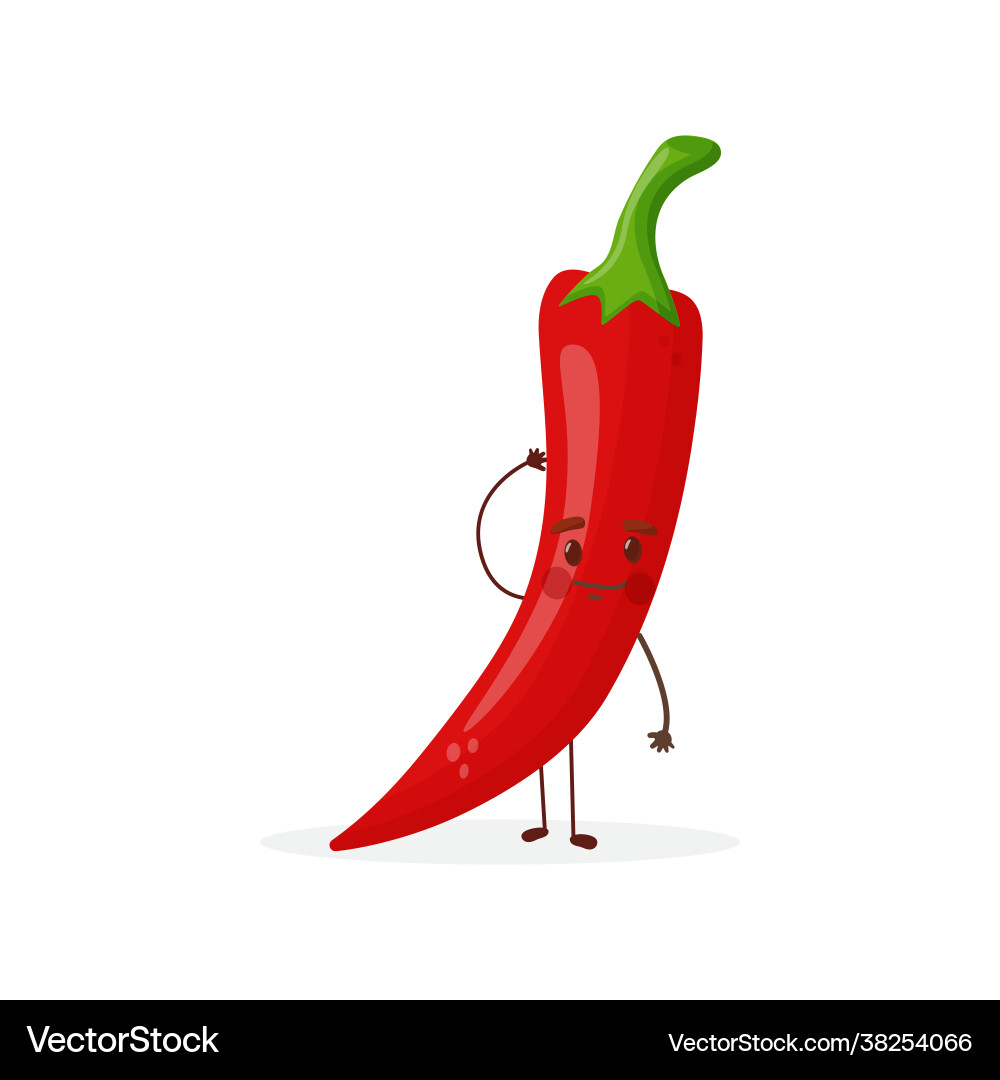 Cute funny red chili pepper isolated Royalty Free Vector