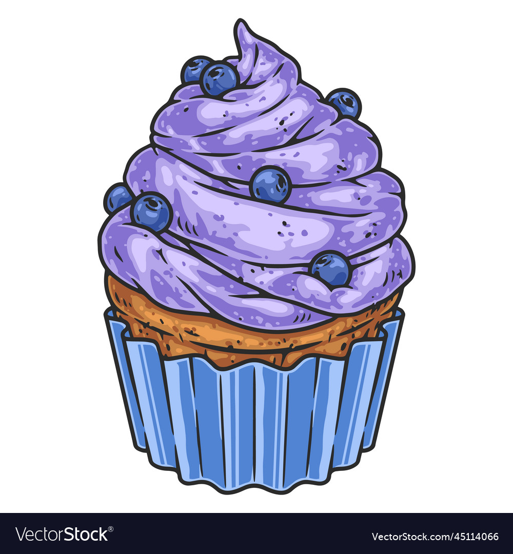 Dessert cupcake label colorful detailed Royalty Free Vector