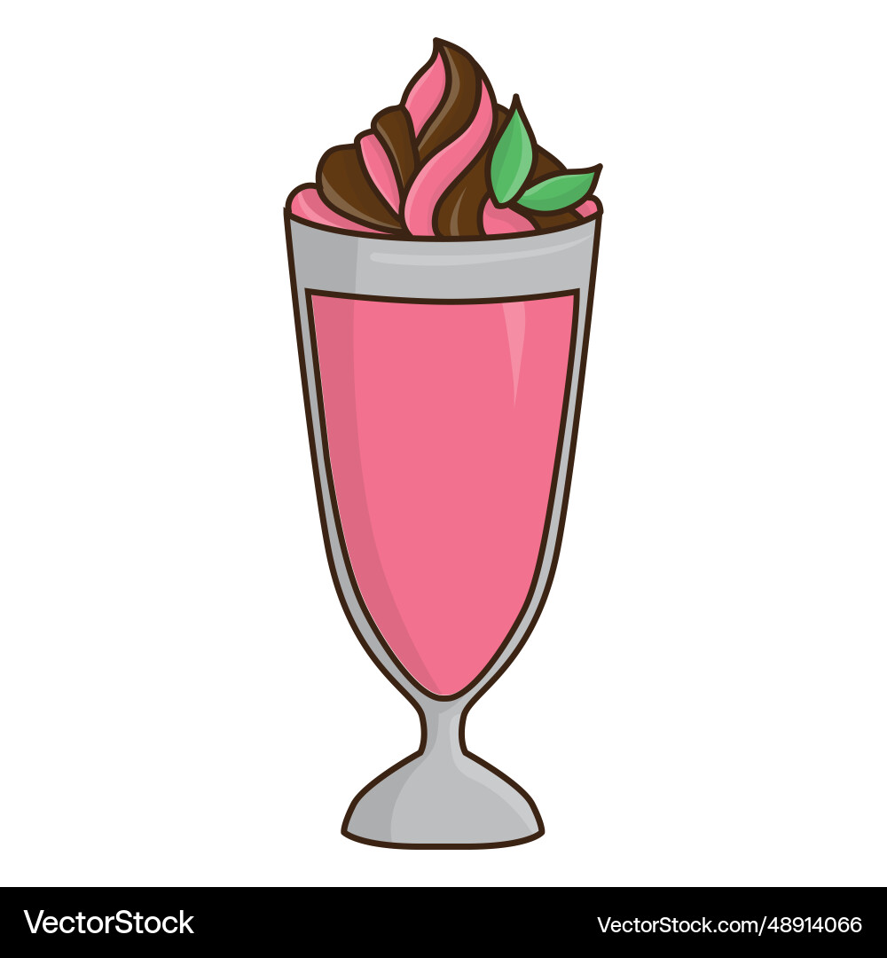 Milkshake strawberry and chocolate dessert Vector Image
