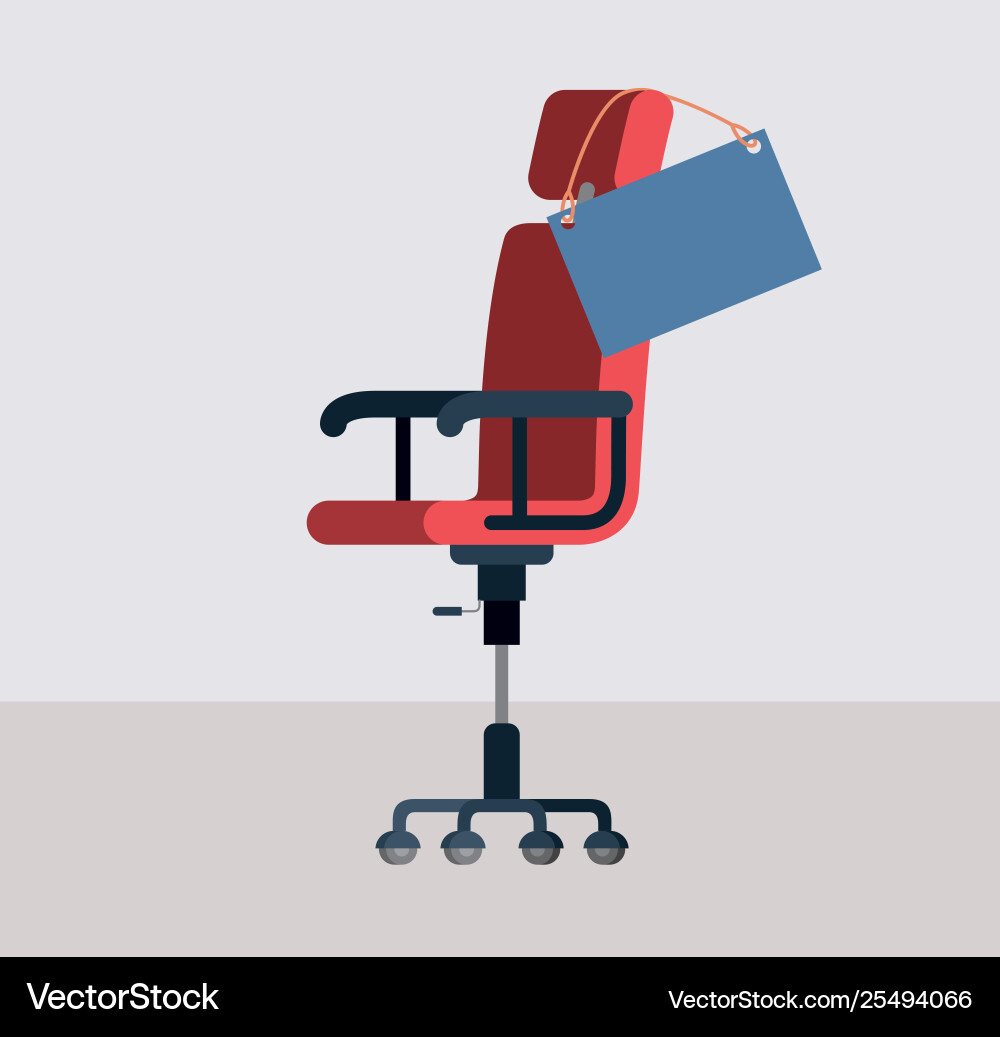 Office chair iwith label hanging Royalty Free Vector Image