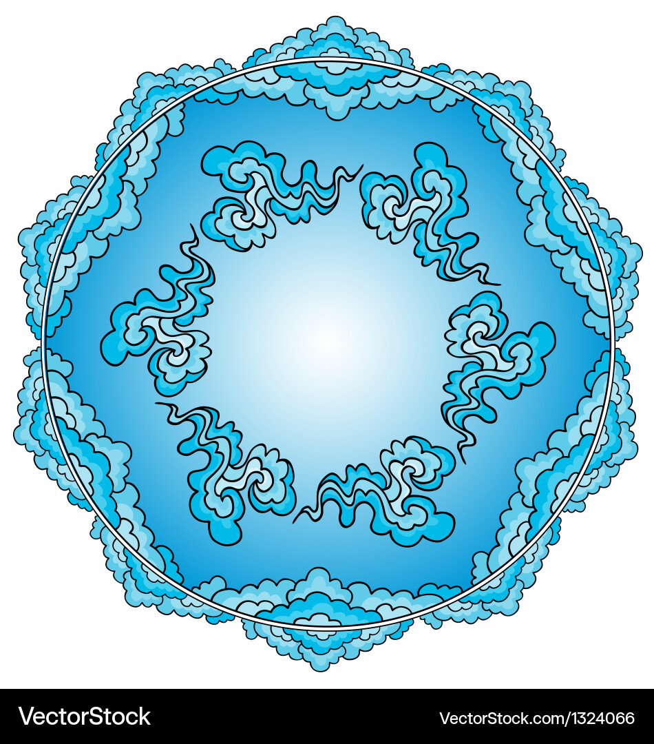 Round ornament with clouds Royalty Free Vector Image