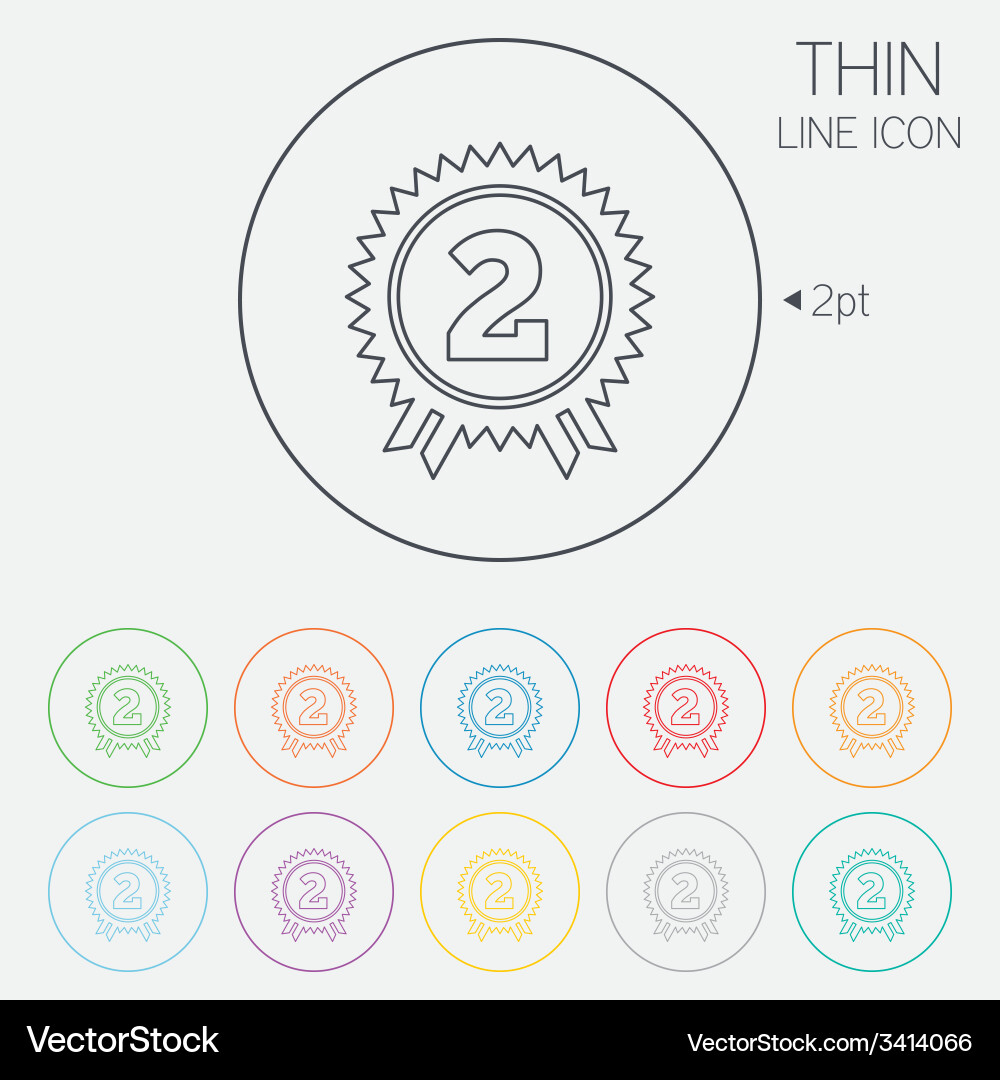 Second place award sign icon prize for winner Vector Image