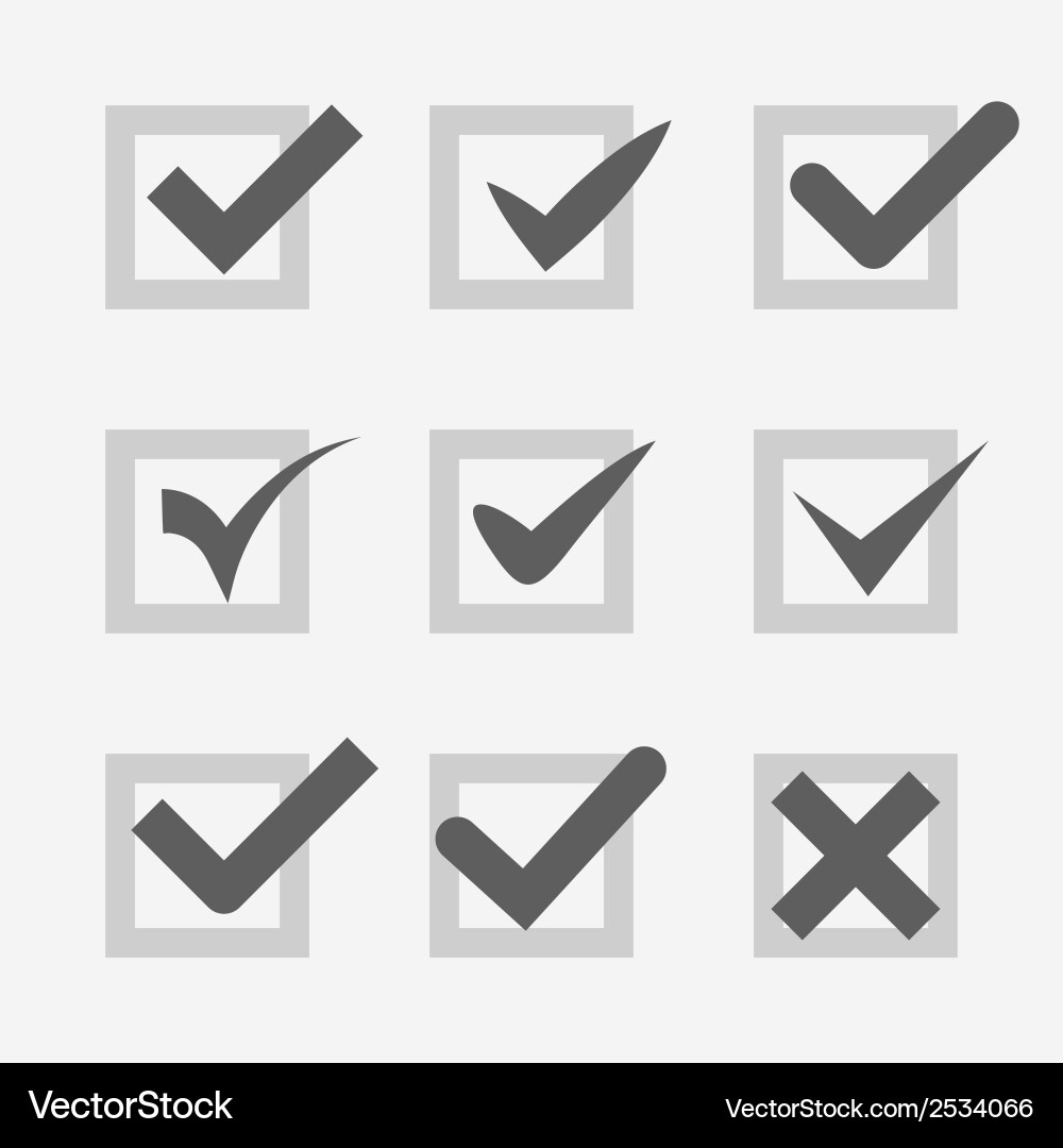 Set check mark ok confirm accept voice symbol Vector Image