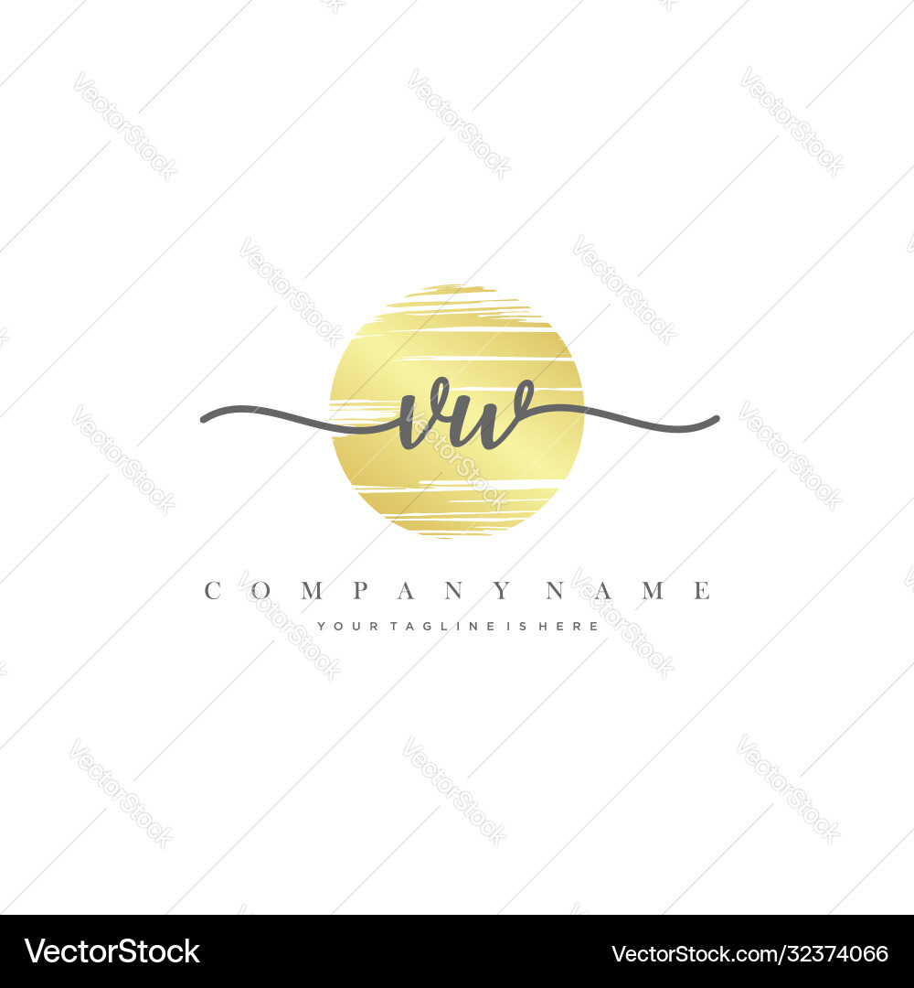 Vw initial handwriting logo Royalty Free Vector Image